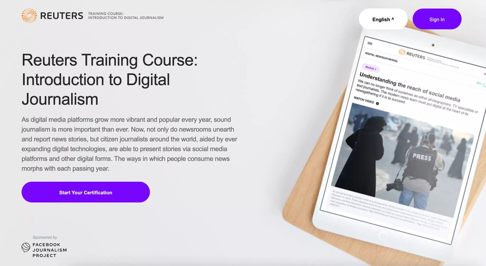 Reuters launches free Digital Journalism Course, in partnership with ...