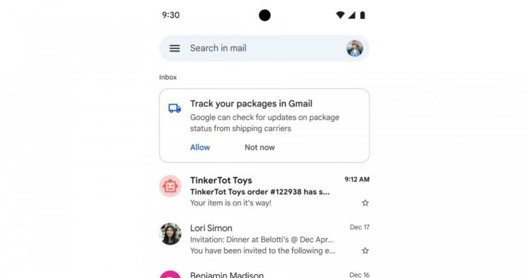 Package delivery tracking will be shown in the Gmail inbox directly ...