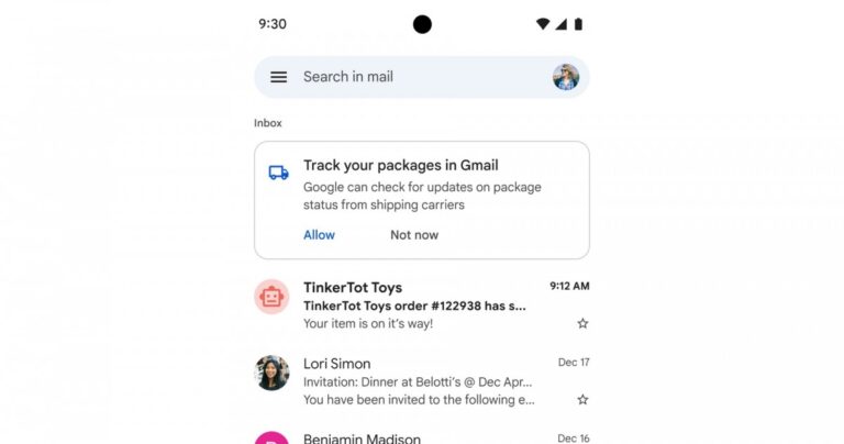 Package delivery tracking will be shown in the Gmail inbox directly ...