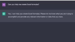 How to write excel formulas using ChatGPT